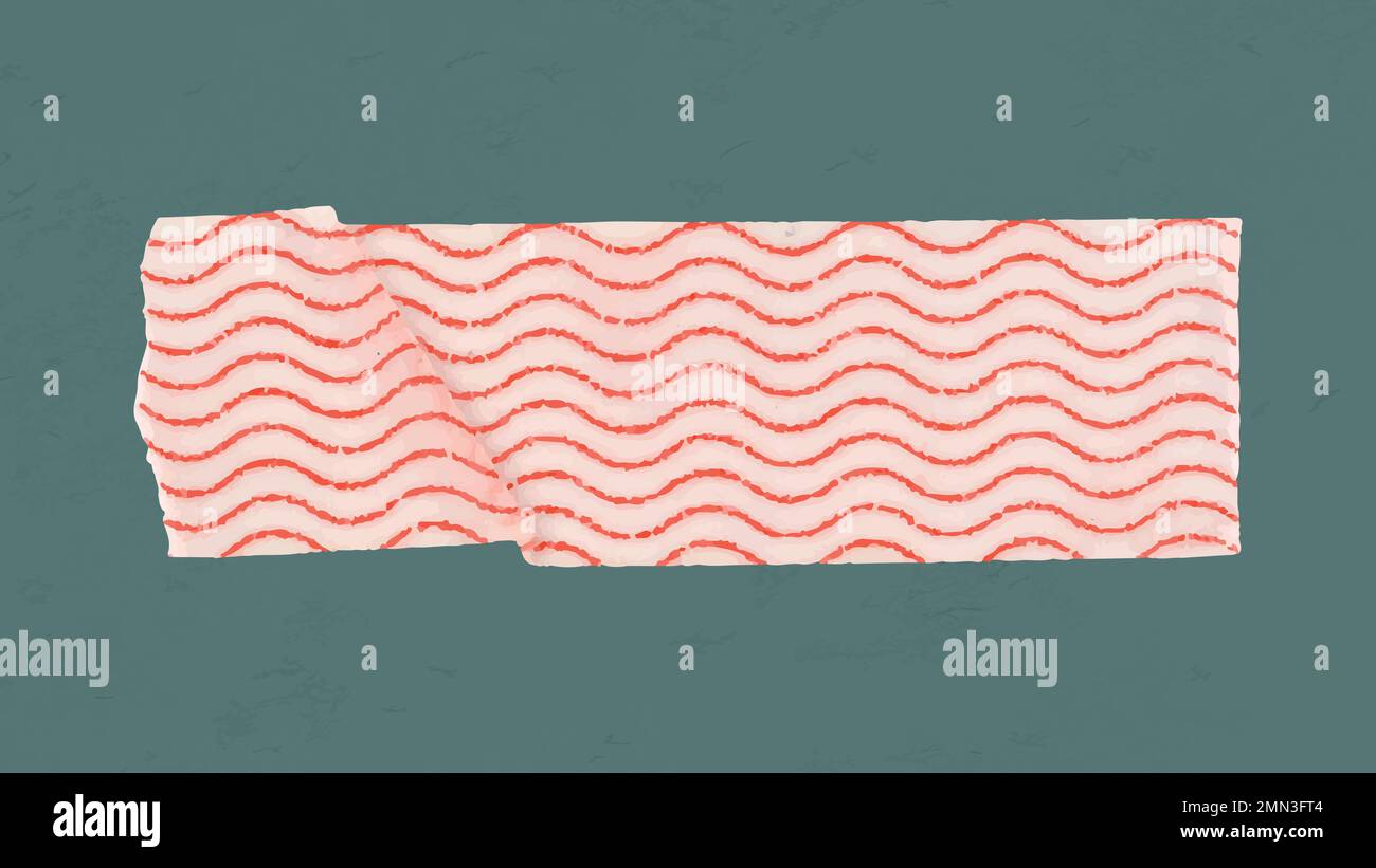 Cute washi tape collage element, red wave pattern vector Stock Vector ...
