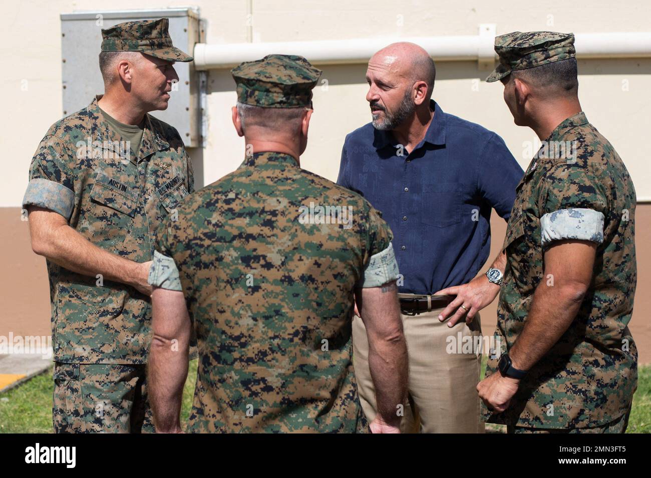 U.S. Marine Corps Maj. Gen. Eric Austin, left, commanding general, 1st ...
