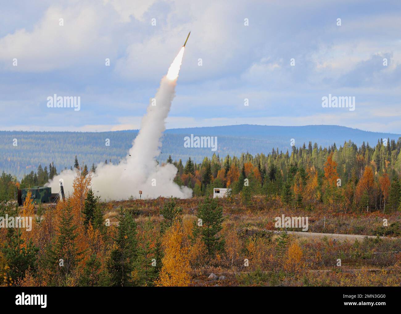A U.S. Army M142 High Mobility Artillery Rocket System, from 3rd ...