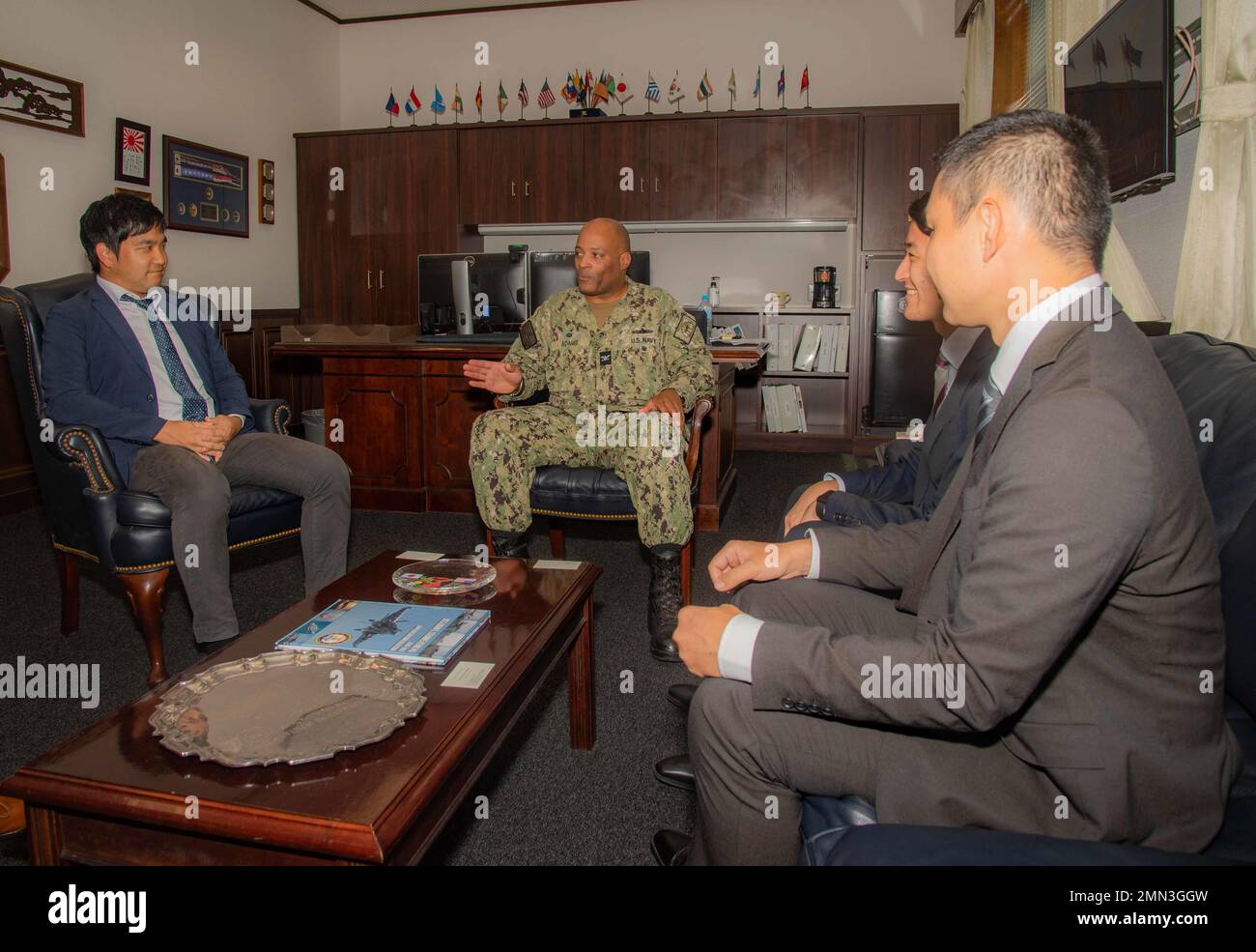 Capt. David Adams, Commander, Fleet Activities Sasebo (CFAS), meets ...