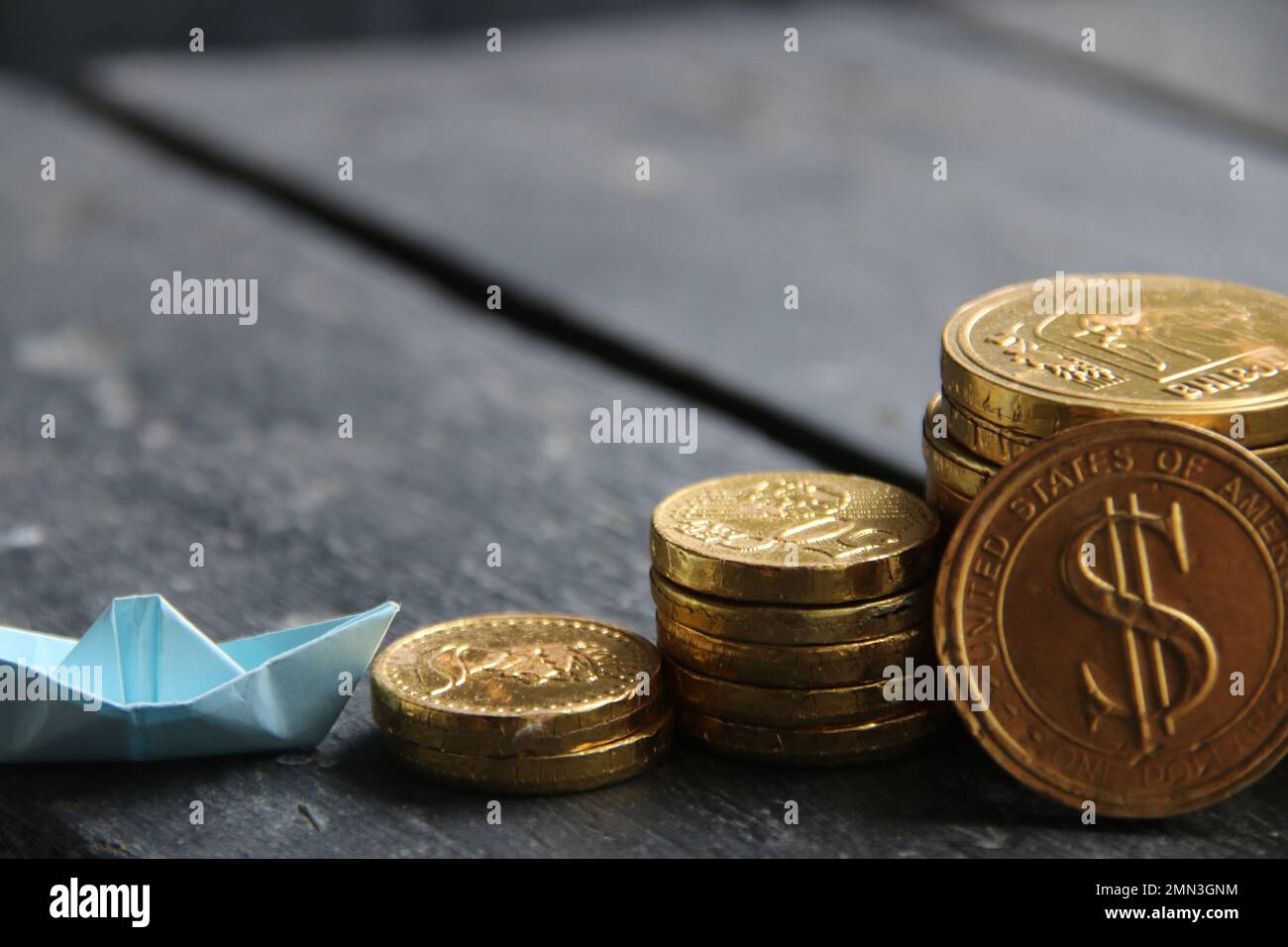 Money growth creative idea. Golden coins Stock Photo - Alamy