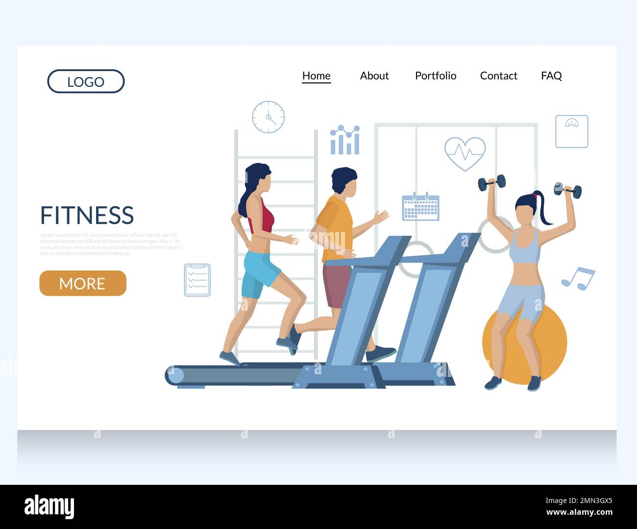Fitness vector website landing page design template Stock Vector Image ...