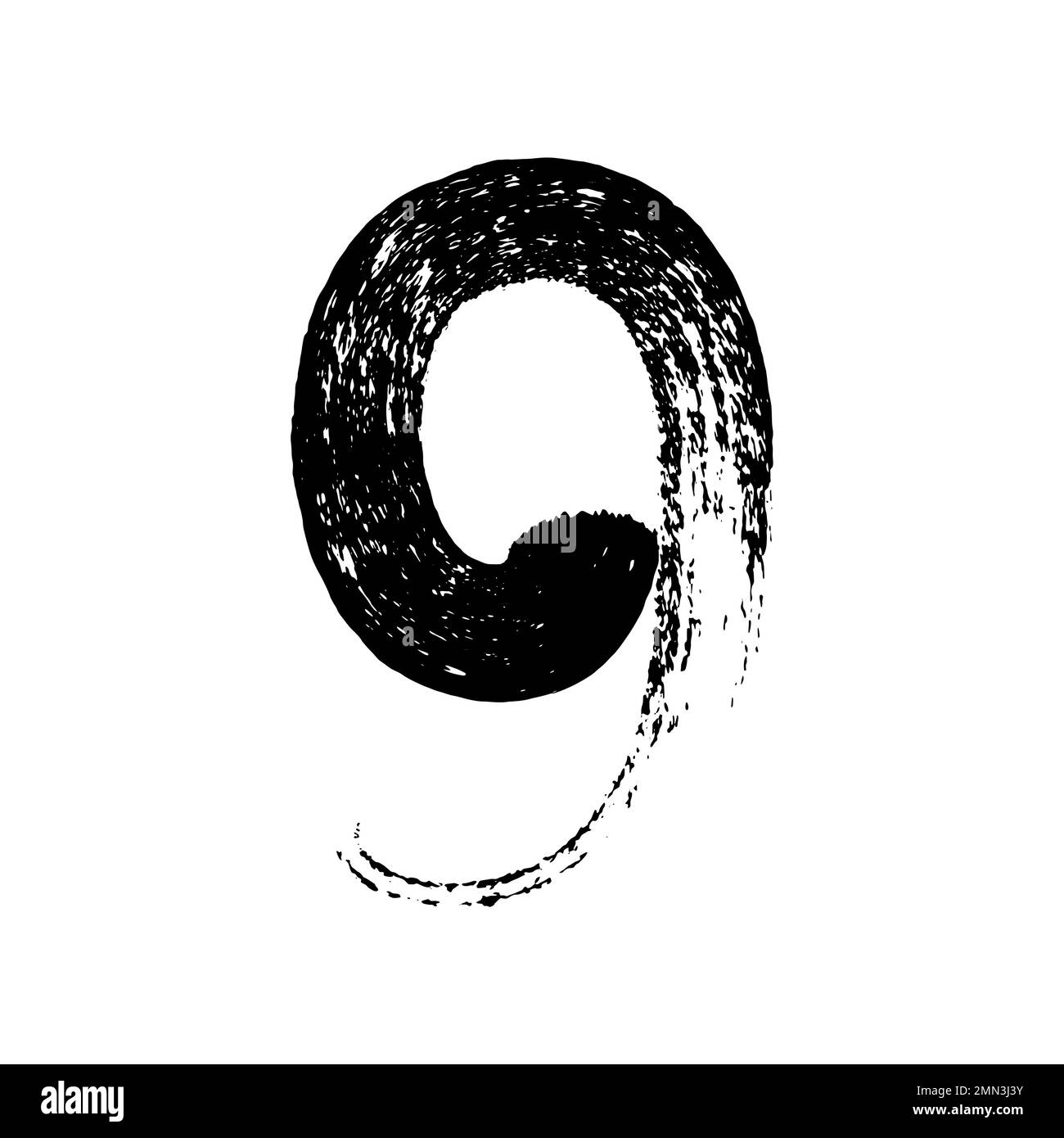 Calligraphic paint number nine, 9. Ink brush lettering Stock Vector ...