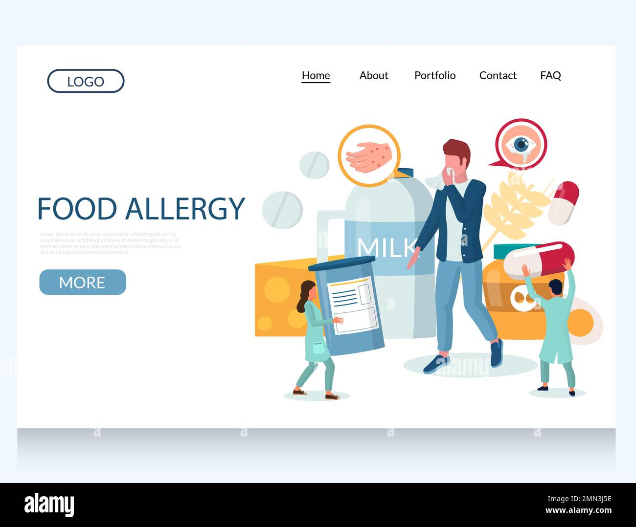Food allergy vector website landing page design template Stock Vector ...