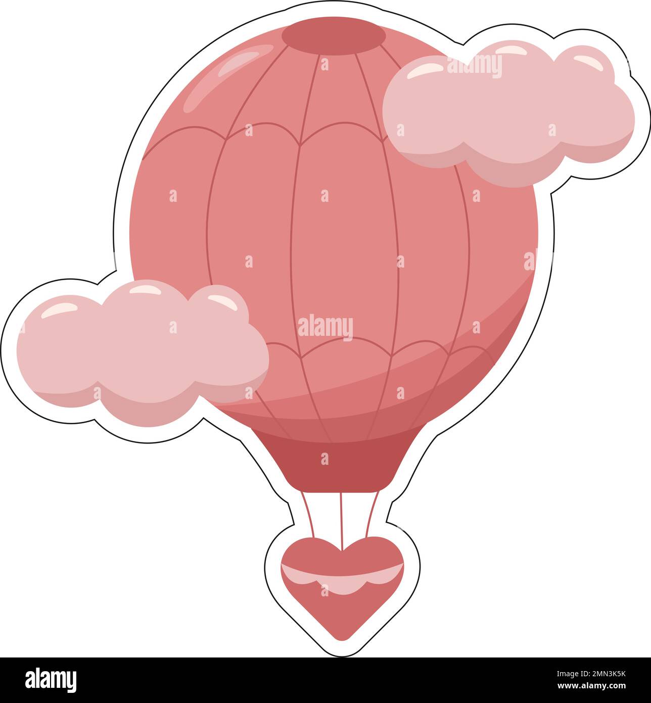 Valentine day cute sticker in form of pink air balloon. Aerostat. Color ...