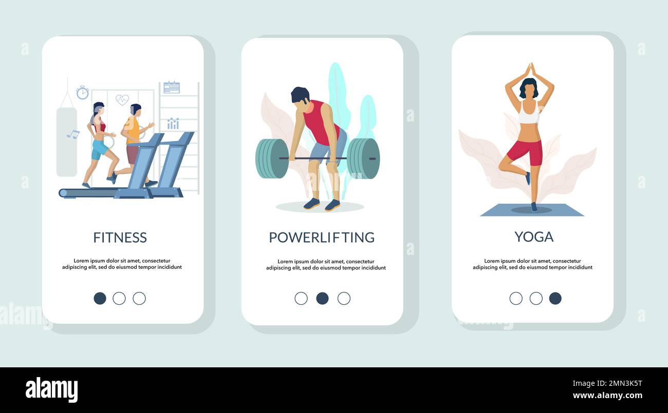 Gym Mobile App Onboarding Screens Vector Template Stock Vector Image And Art Alamy