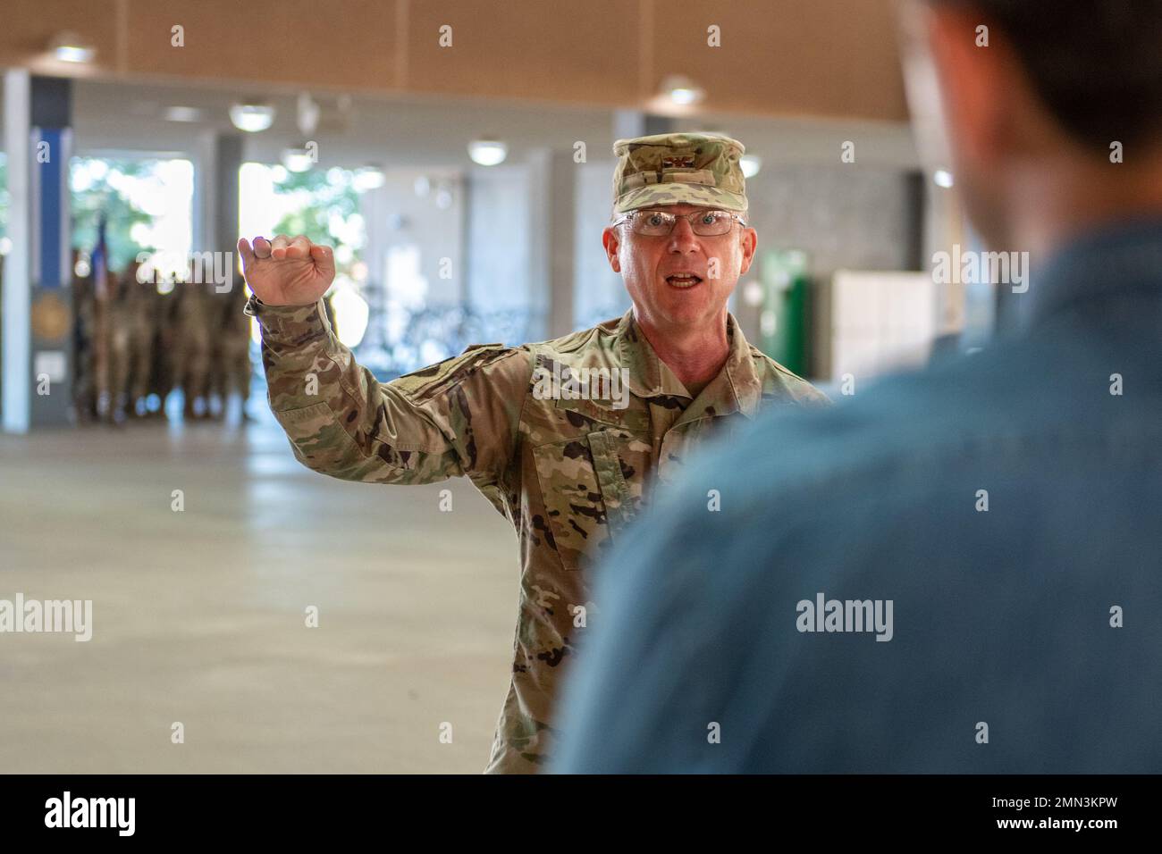 U.S. Air Force Col. Jeff Pixley, 737th Training Group commander, briefs ...