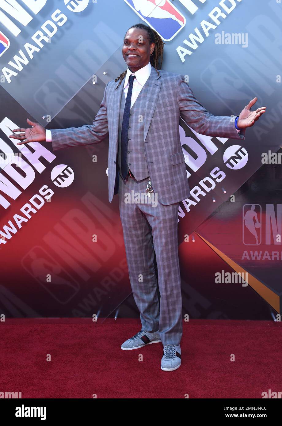 Latrell Sprewell arrives at the NBA Awards on Monday, June 25, 2018, at ...