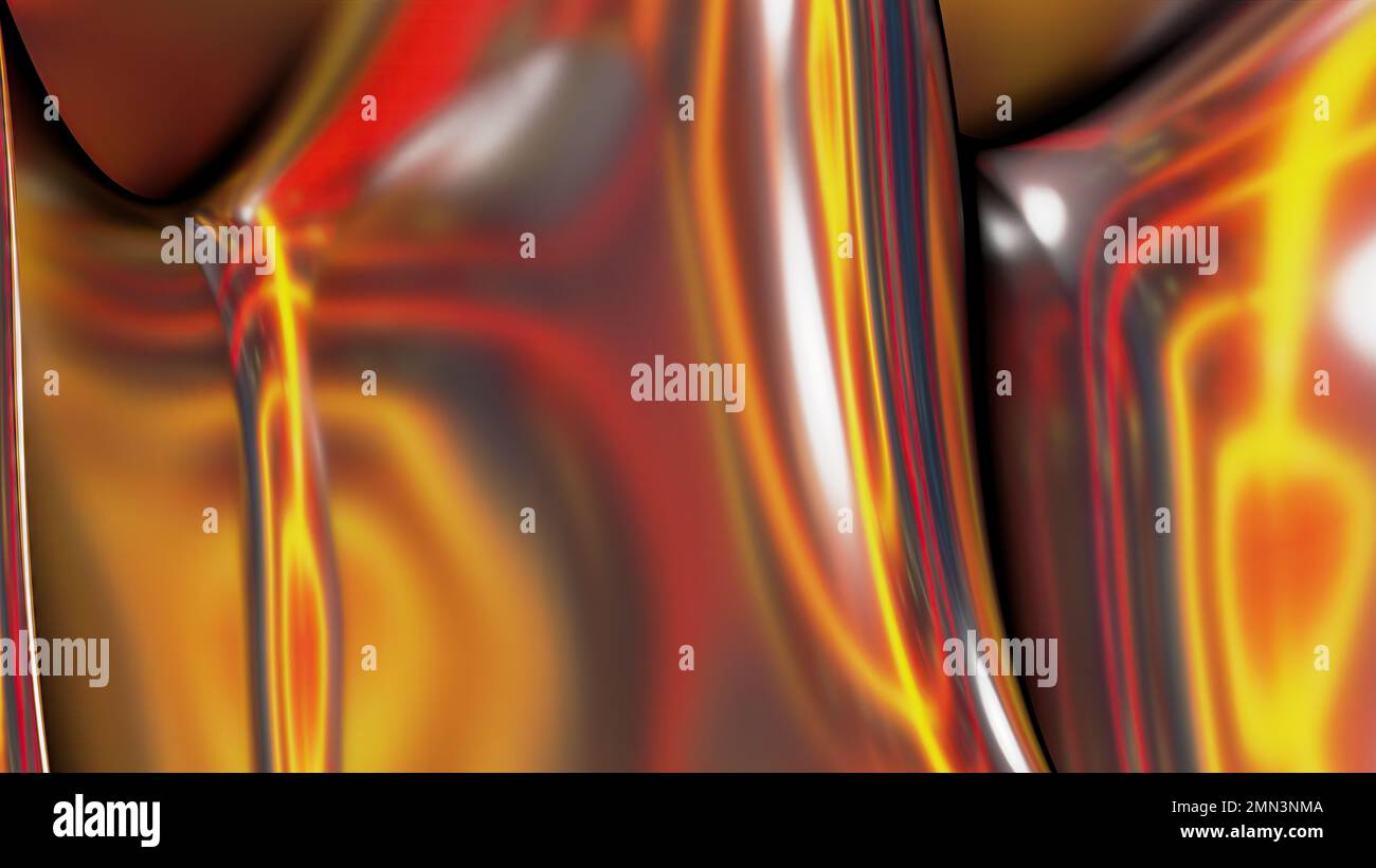 Fiery red metal organic beautiful Bezier curves sequential abstract ...