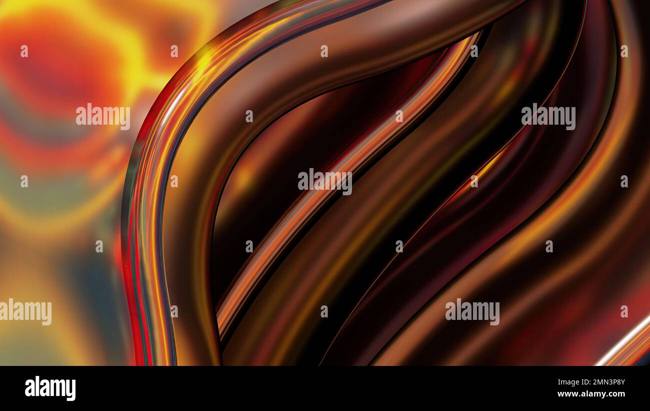 fiery red, dark metal, sine wave, contemporary art wave shape abstract ...