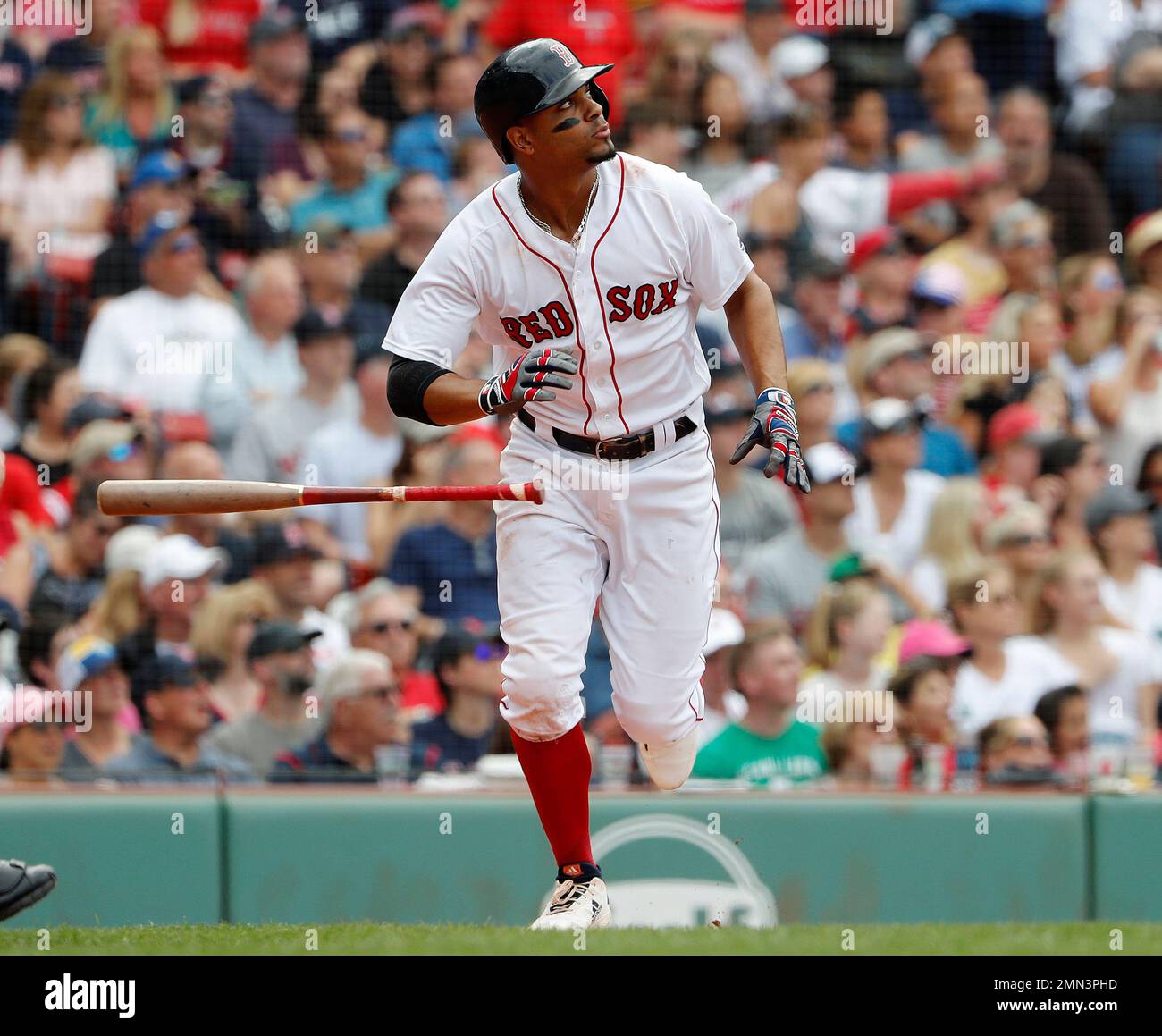 Boston Red Sox's Xander Bogaerts watches a hit against the Seattle ...
