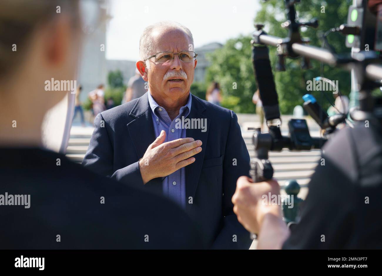 Illinois government worker Mark Janus talks during an interview before ...