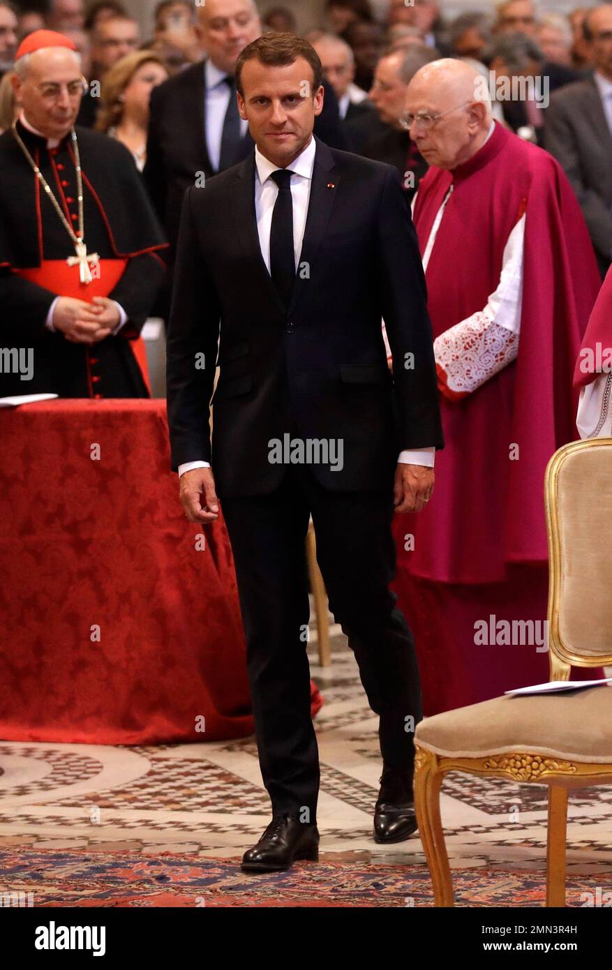 French President Emmanuel Macron arrives in St. John Lateran Basilica ...