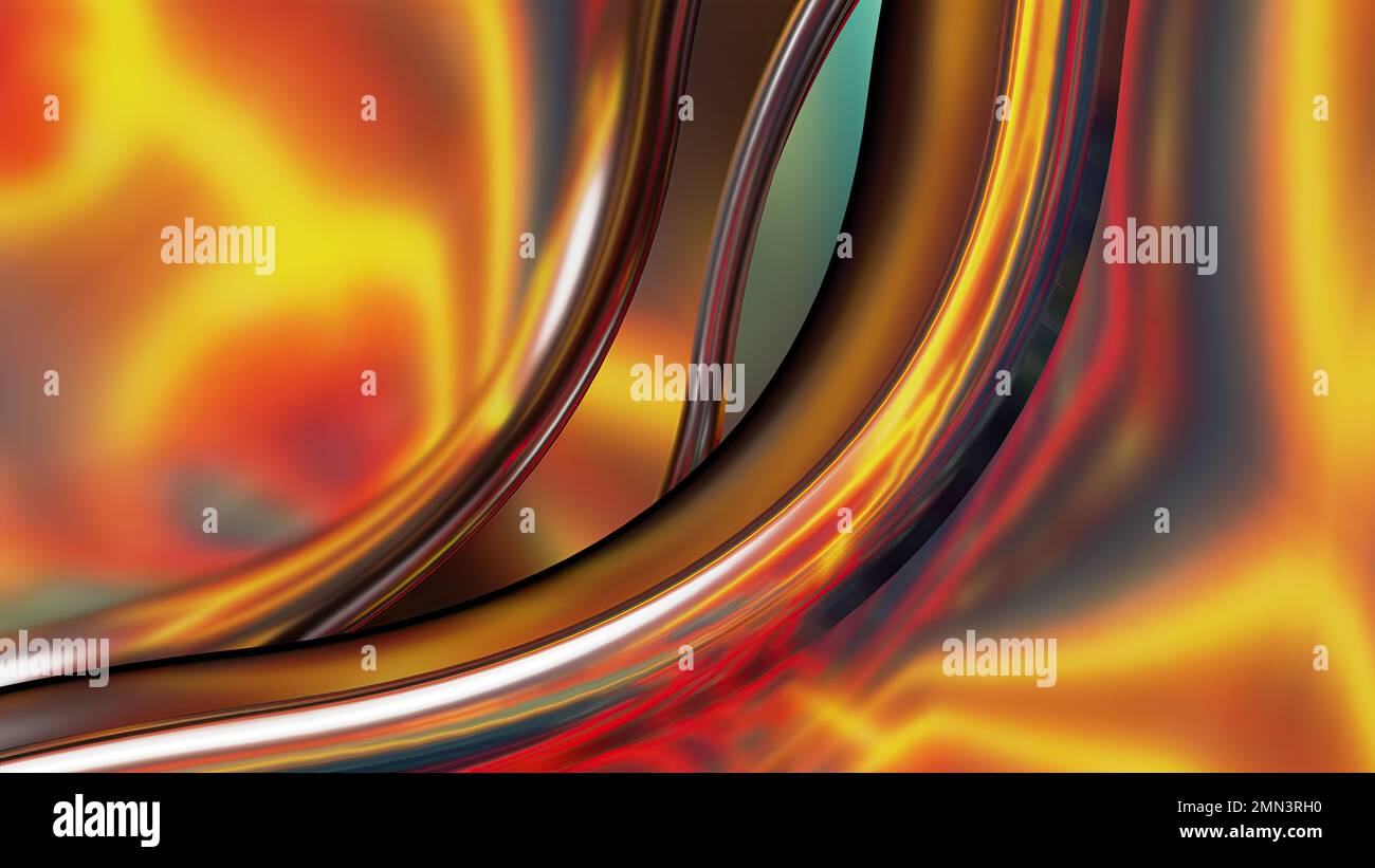 Fiery red metal with beautiful Bezier lines flowing from top to bottom ...