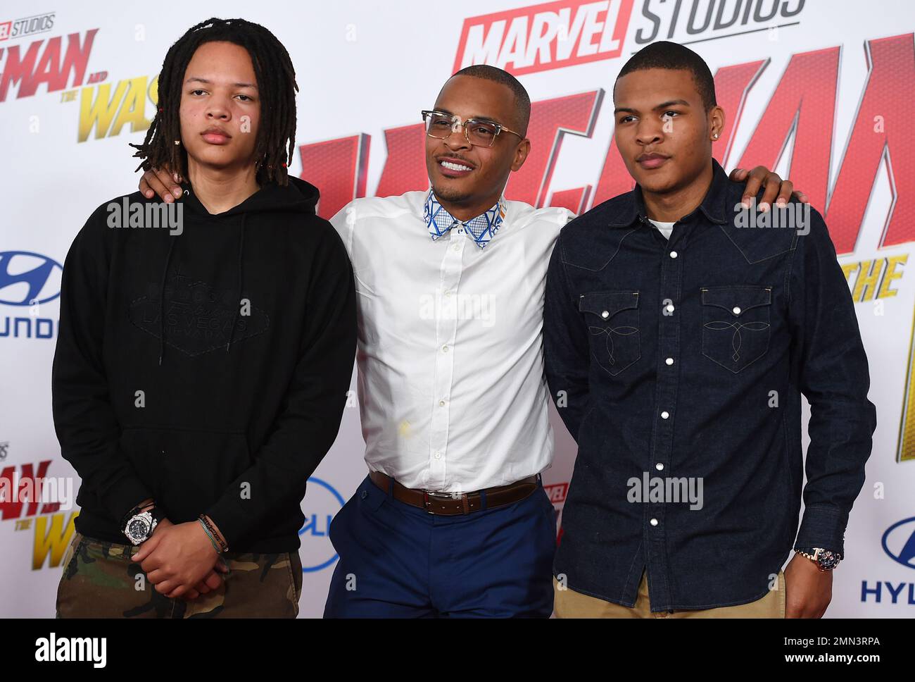 Domani Harris, Tip "T.I." Harris, and Messiah Harris arrives at the Los ...