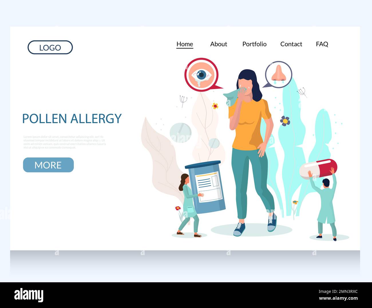 Pollen allergy vector website landing page design template Stock Vector Image & Art - Alamy
