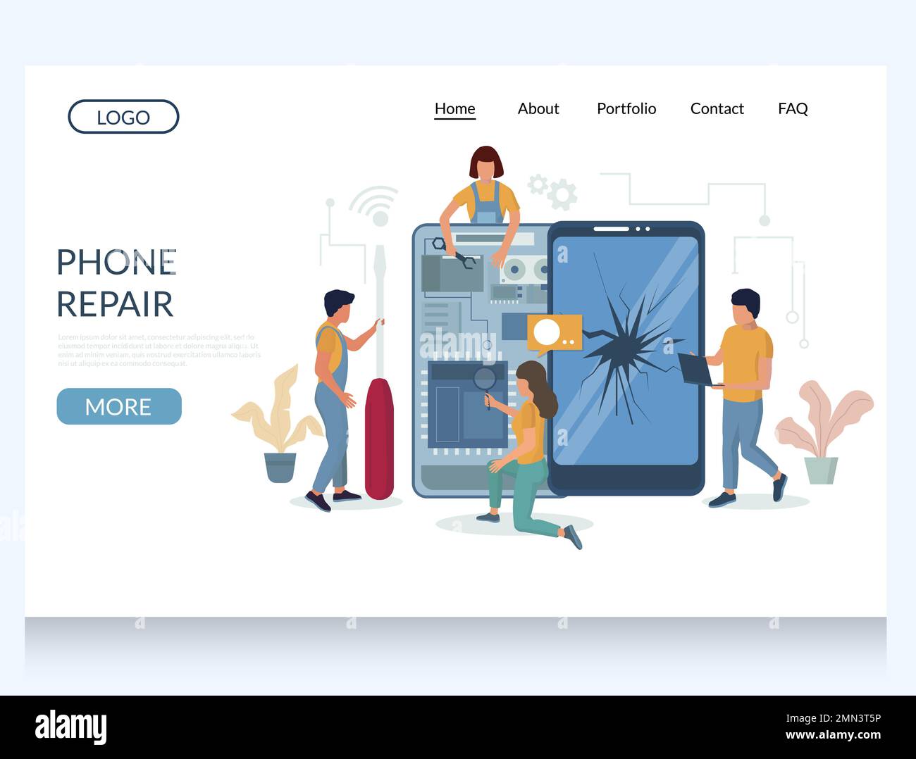 Phone repair vector website landing page design template Stock Vector ...