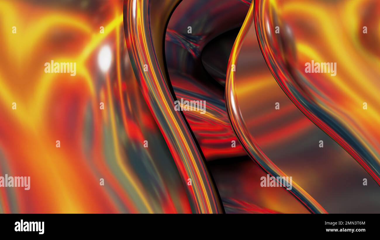 Fiery red Metal plate with wavy Bezier behind it Abstract, dramatic ...