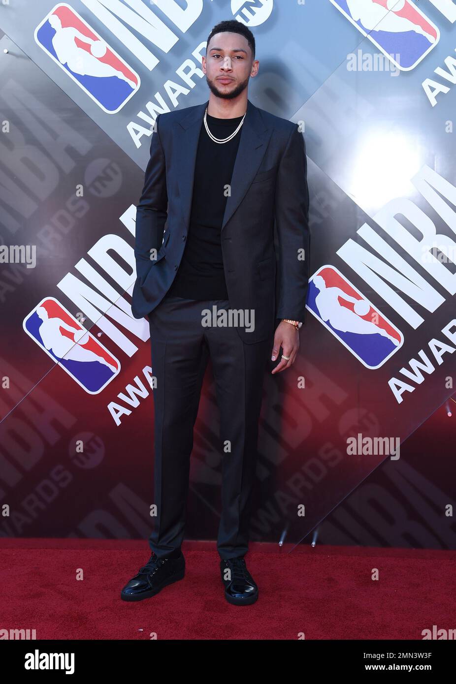 NBA player Ben Simmons, of the Philadelphia 76ers, arrives at the NBA ...