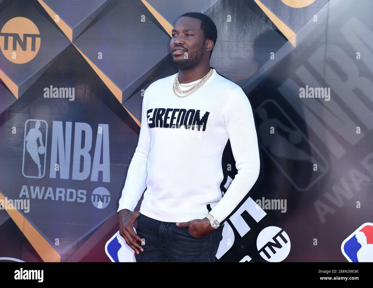 Meek Mill arrives at the NBA Awards on Monday, June 25, 2018, at the ...