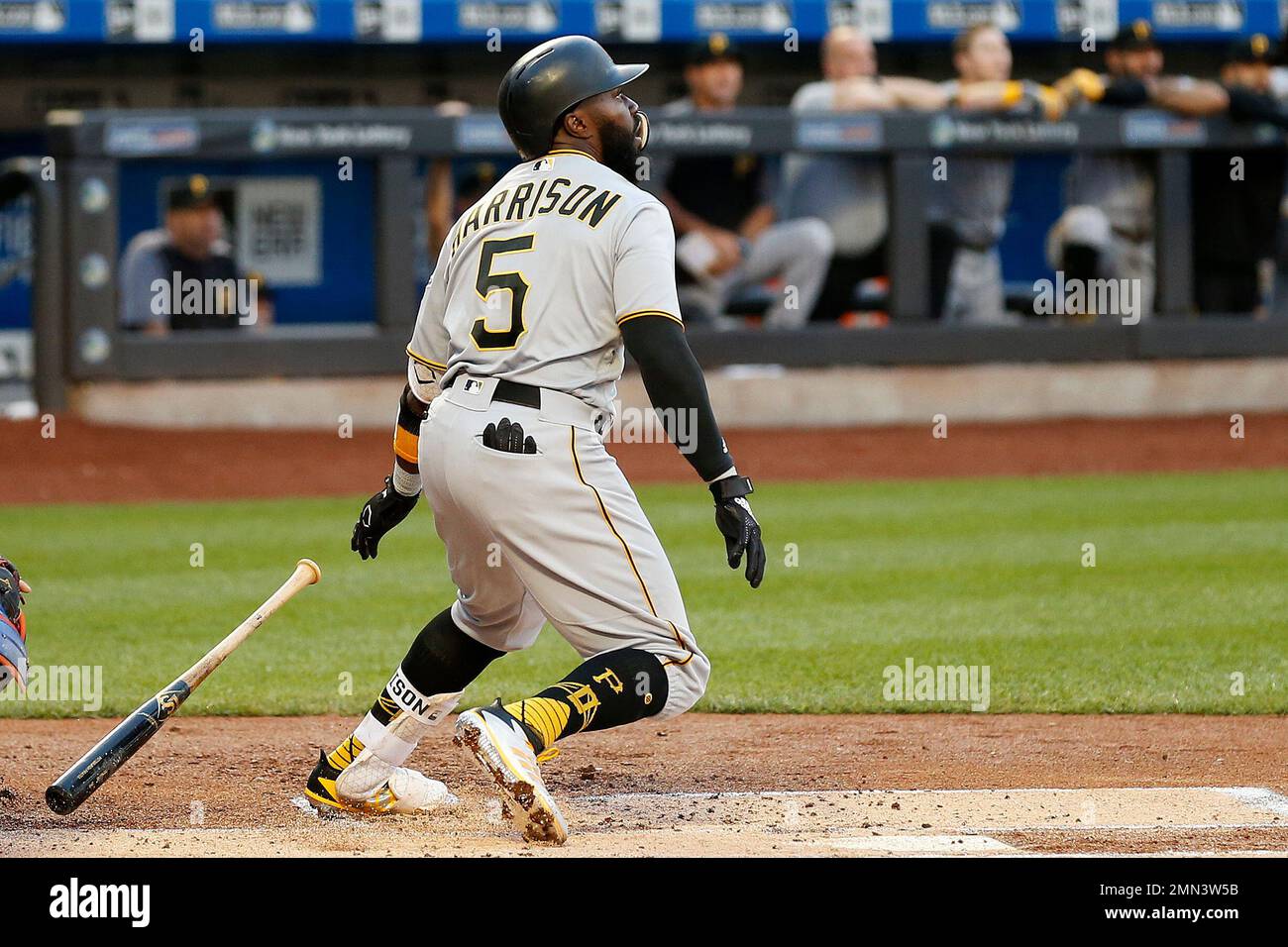 Pittsburgh Pirates' Josh Harrison watches a sacrifice fly during the ...