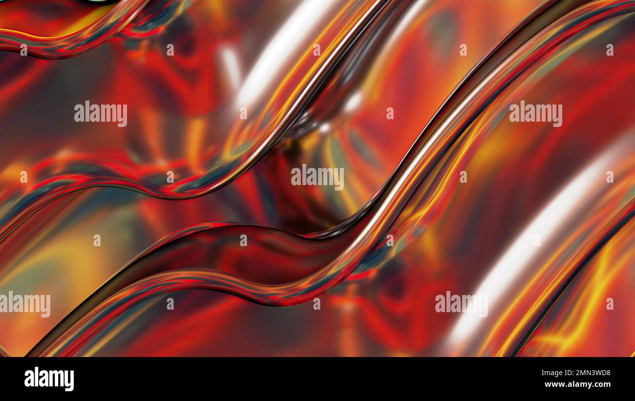 fiery red sine wave metal flowing from top left to bottom right ...