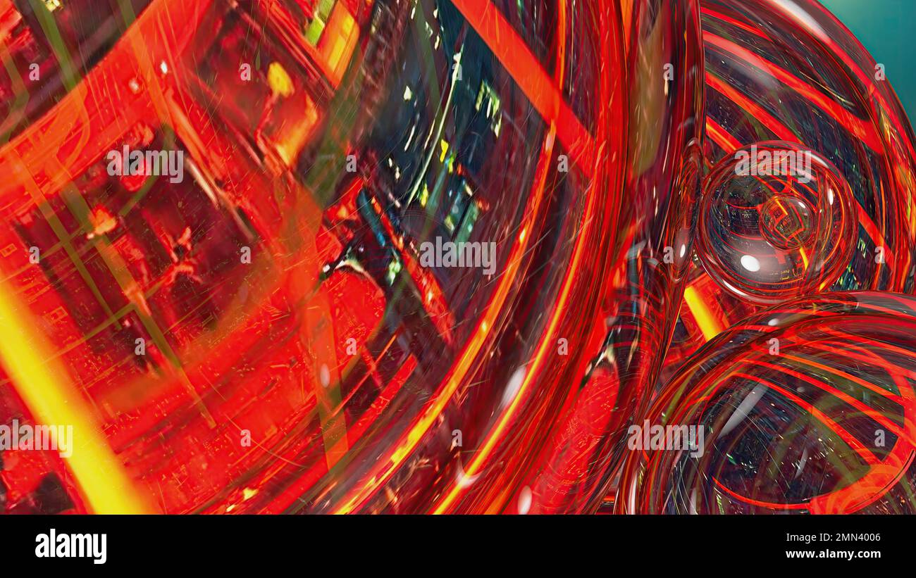 Fiery red glass spheres overlapping each other Abstract, dramatic ...