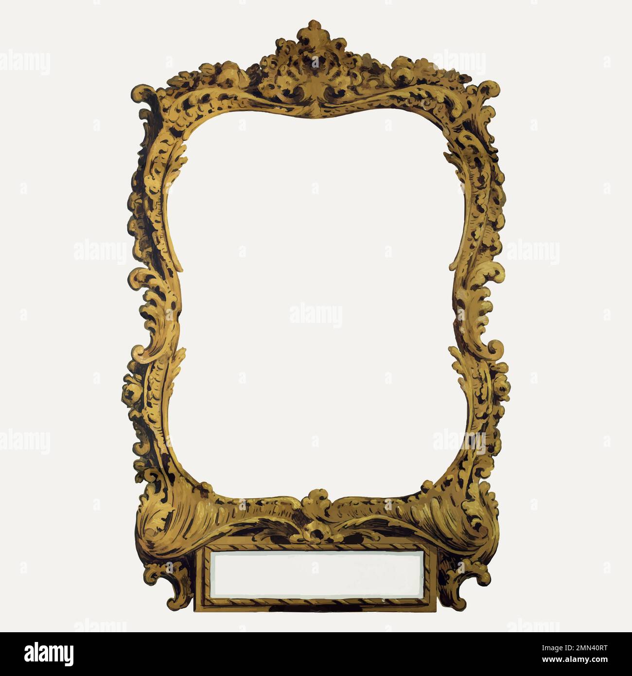 Picture frame sticker, home decor in vintage gold design vector Stock ...