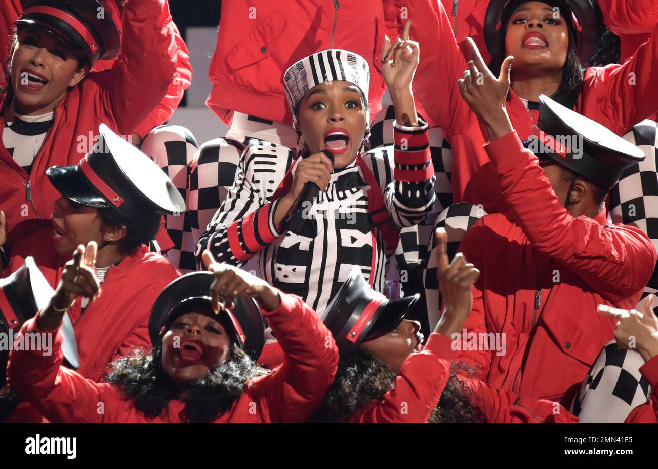 Janelle Monáe performs at the BET Awards at the Microsoft Theater on ...
