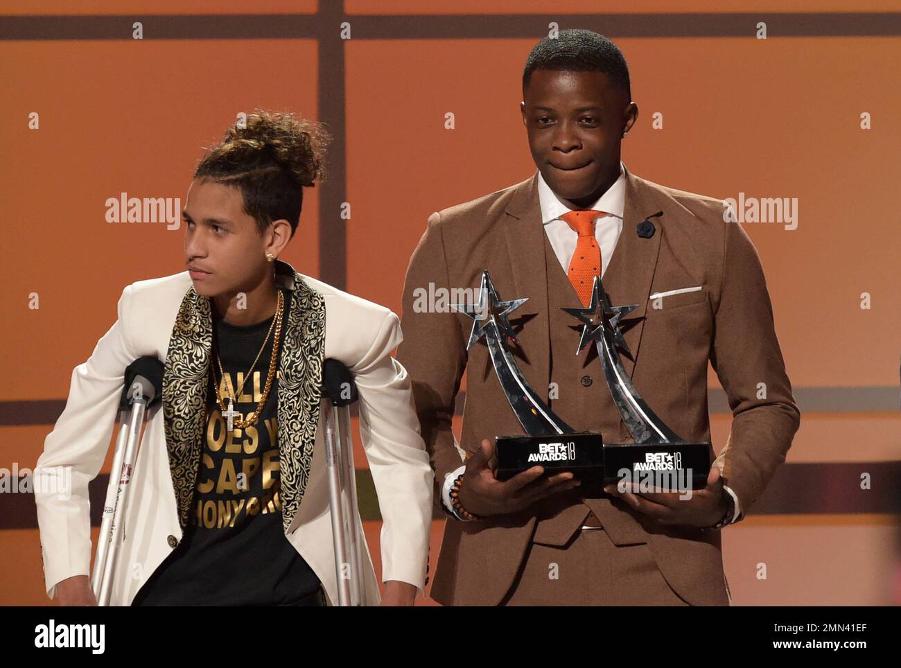 Humanitarian honorees Anthony Borges, left, and James Shaw Jr. appear ...
