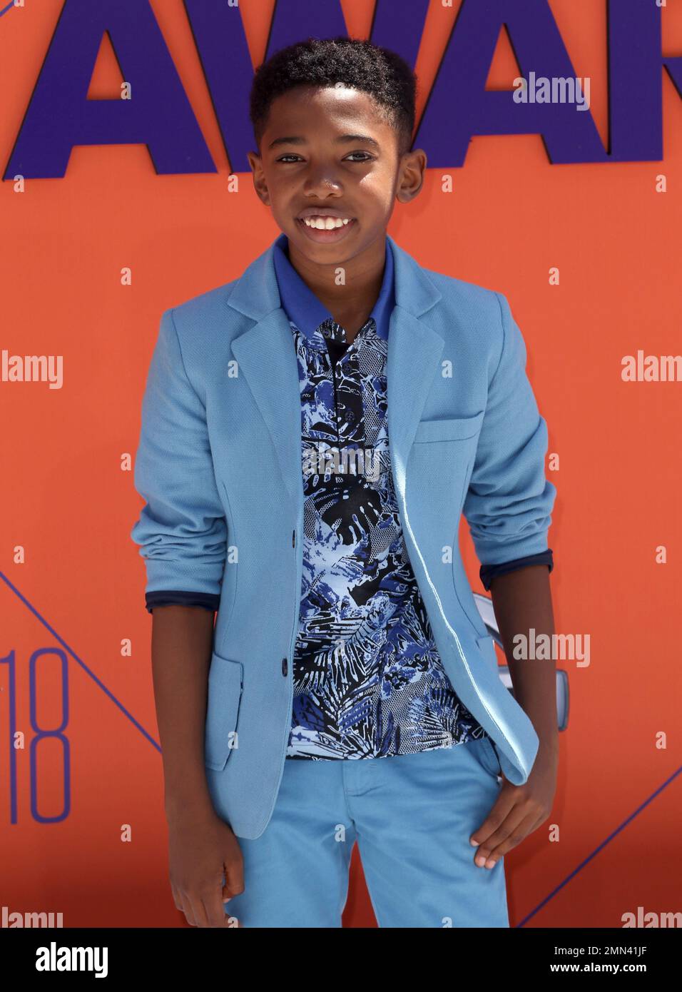 Seth Carr arrives at the BET Awards at the Microsoft Theater on Sunday ...