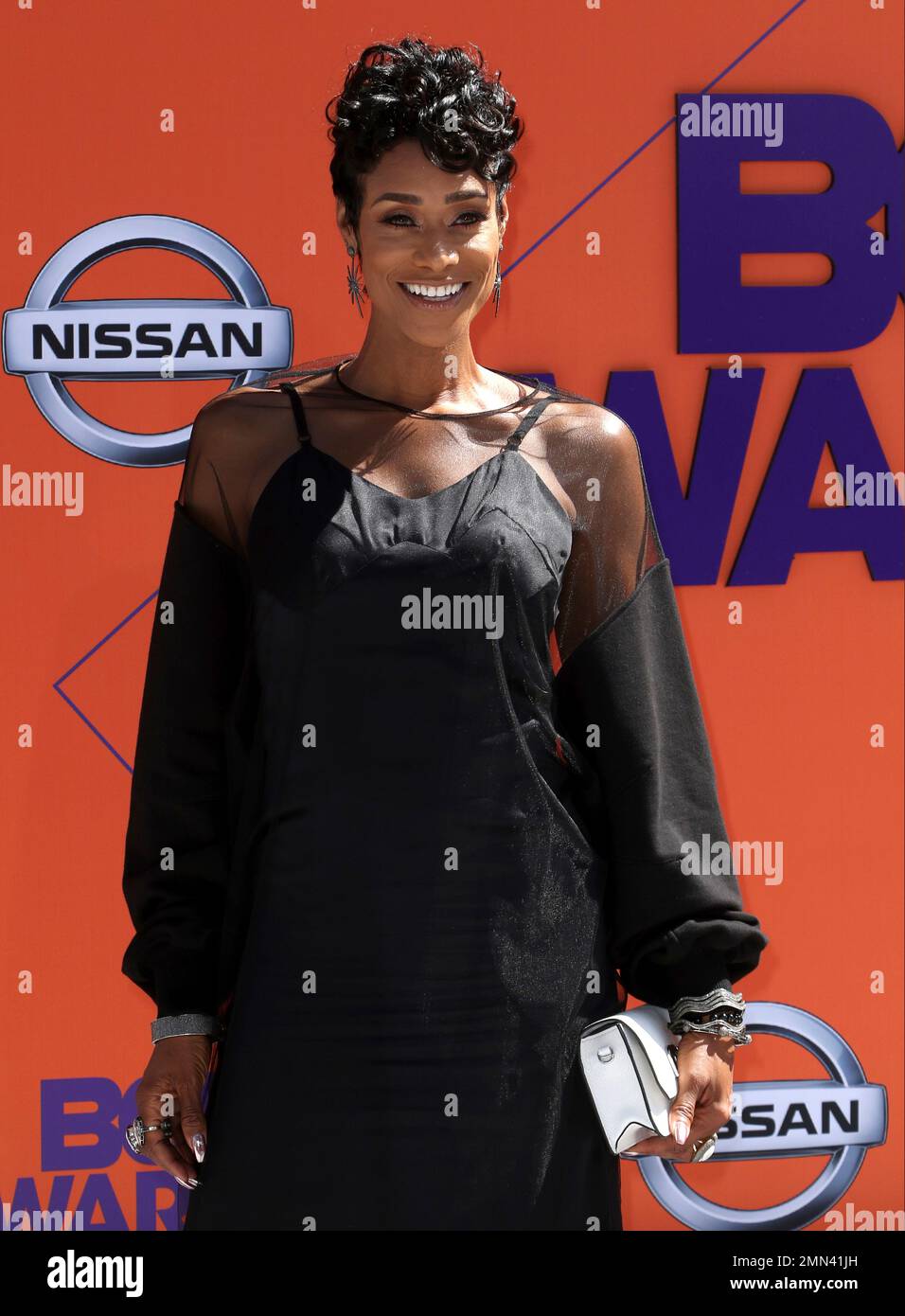 Tami Roman arrives at the BET Awards at the Microsoft Theater on Sunday ...