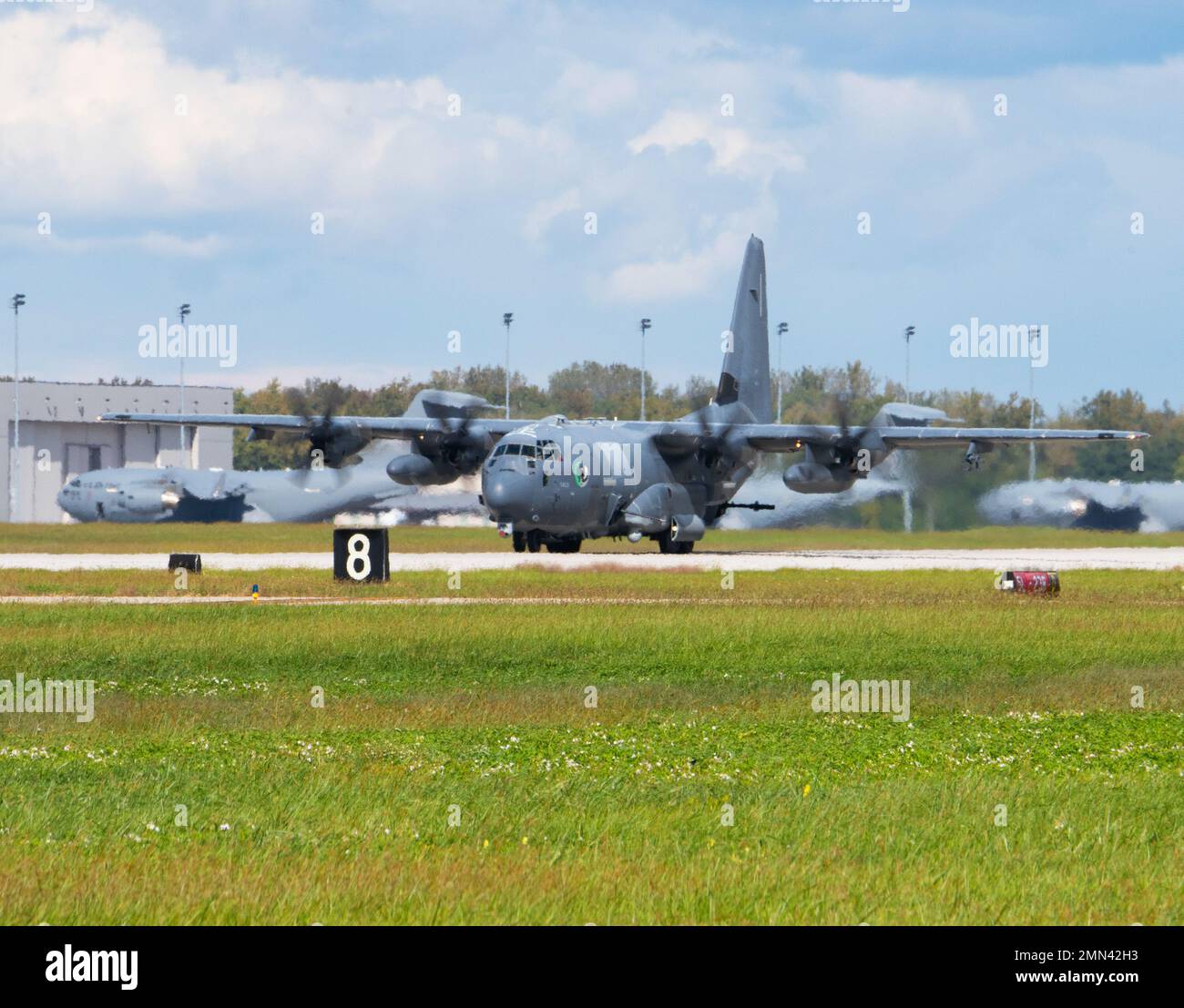 An AC-130J Ghostrider gunship with the 1st Special Operations Wing arrives at Wright-Patterson ...