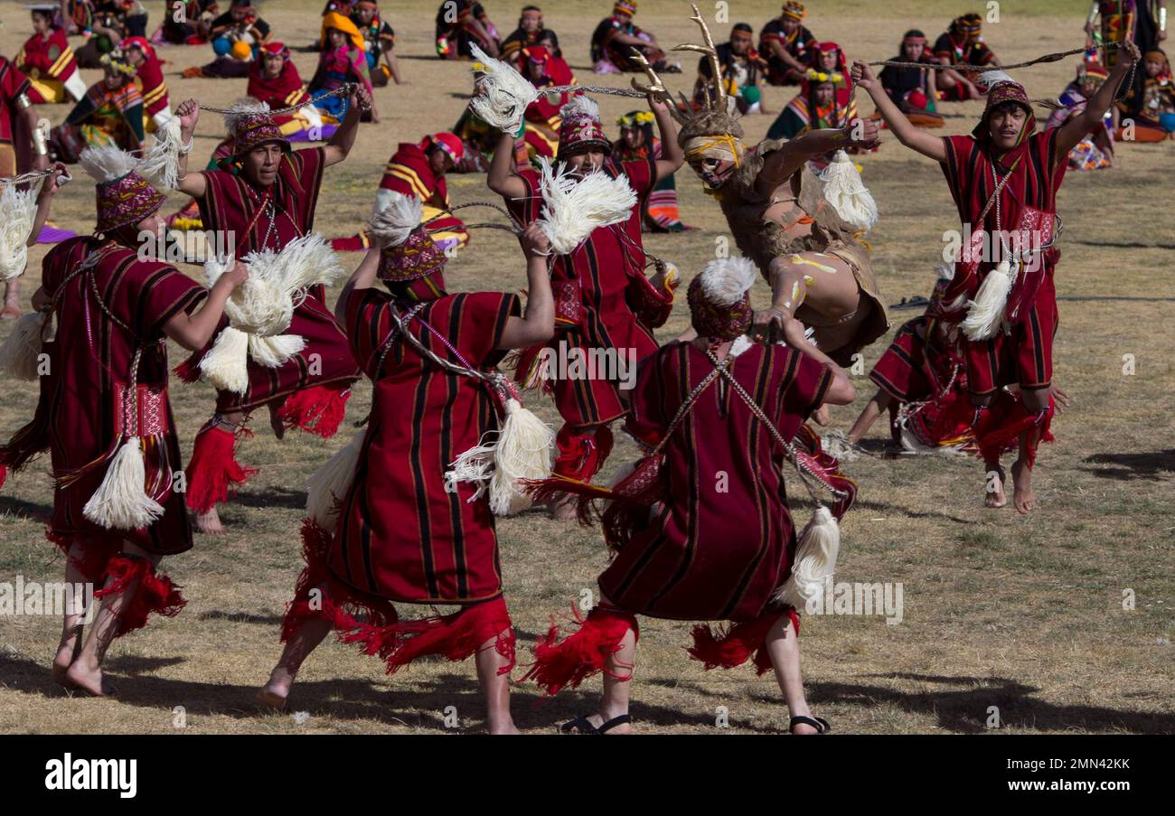 Actors dance as they celebrate the Inca ceremony "Inti Raymi" at the ...
