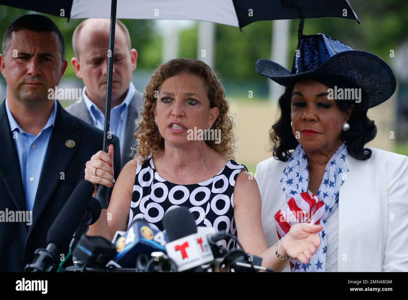 Congresswoman Debbie Wasserman Schultz, speaks during a news conference ...