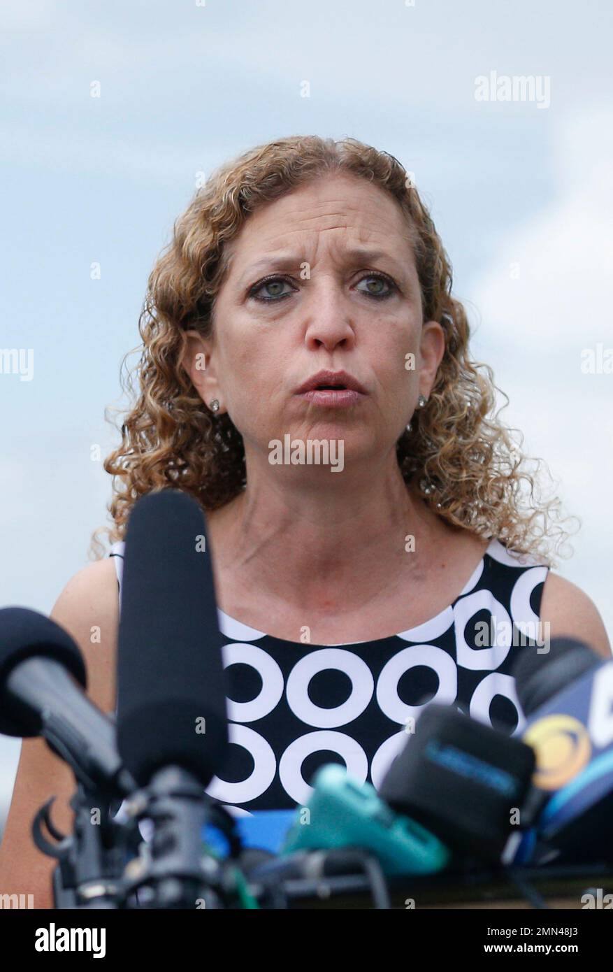 Congresswoman Debbie Wasserman Schultz, speaks during a news conference ...