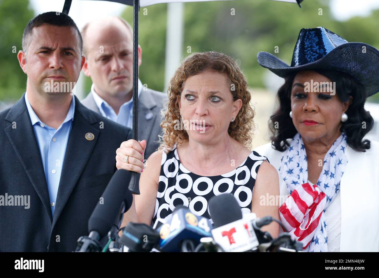 Congresswoman Debbie Wasserman Schultz, speaks during a news conference ...