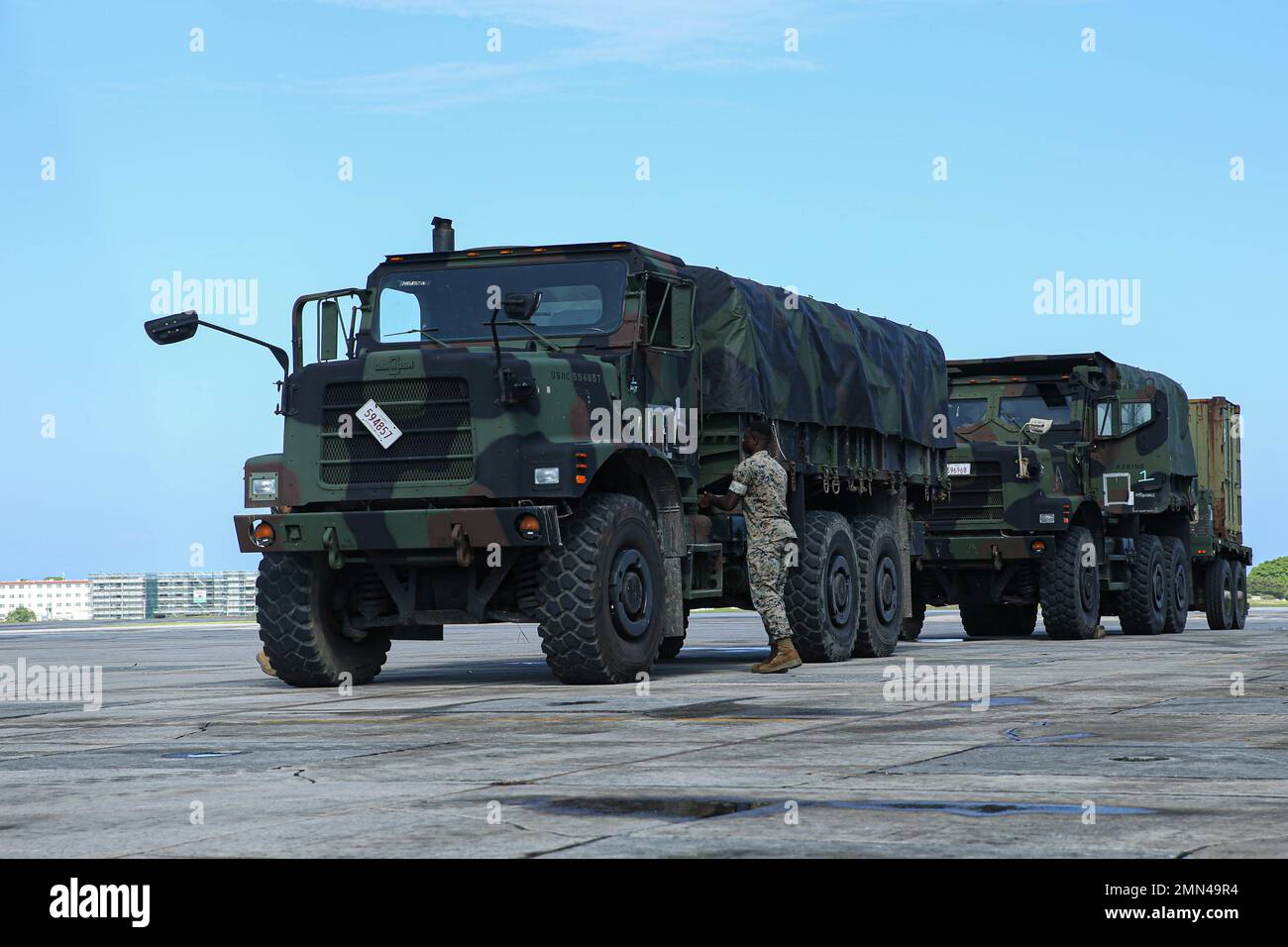 U.S. Marines with 3rd Marine Logistics Group conduct checks on Medium ...