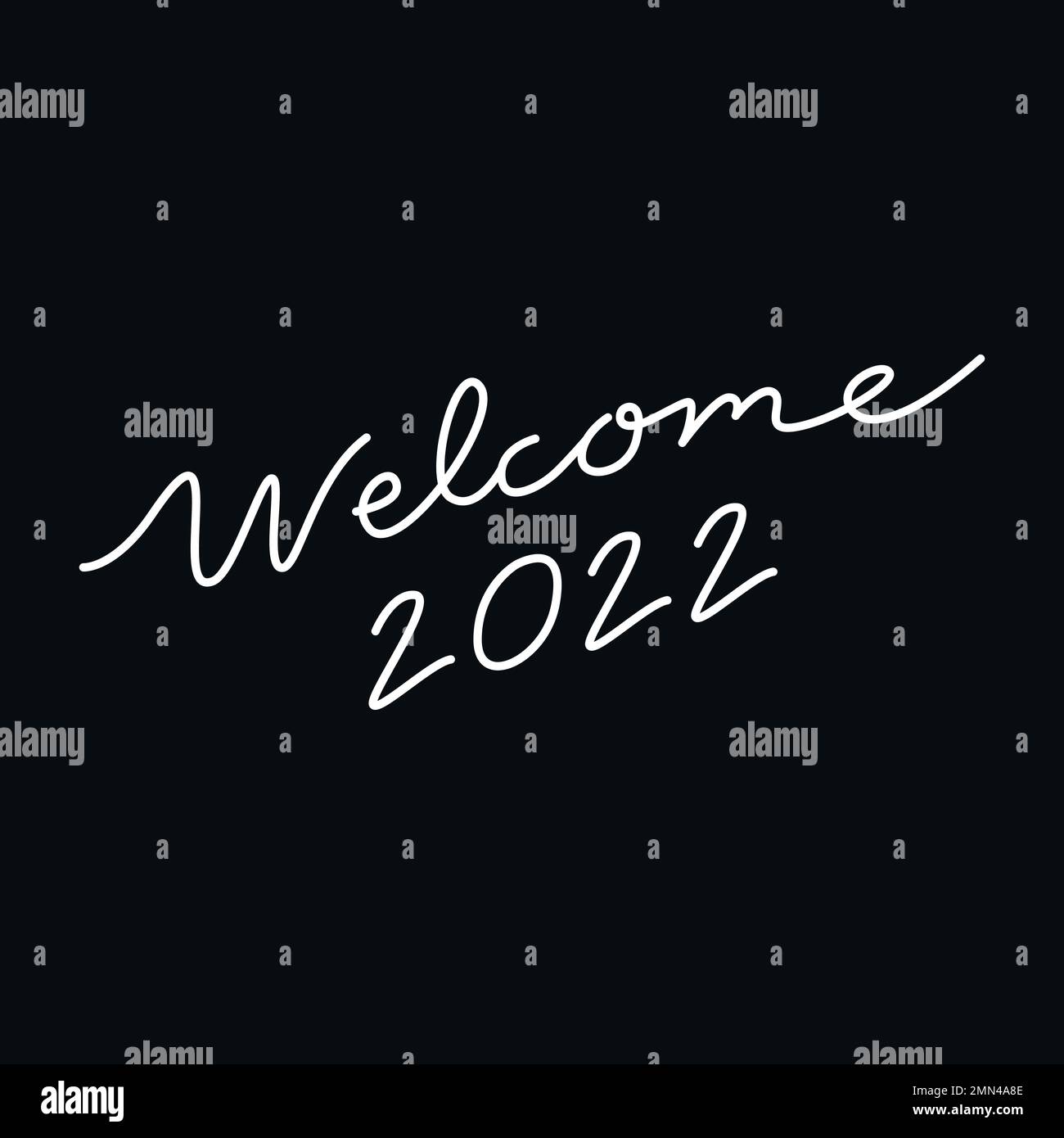 White New Year calligraphy sticker, welcome 2022 vector Stock Vector ...