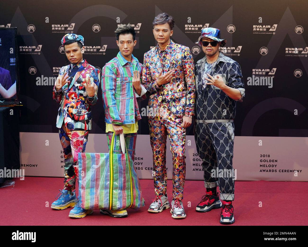 Taiwanese pop group ''Chang and Lee'' arrive at the 29th Golden Melody ...