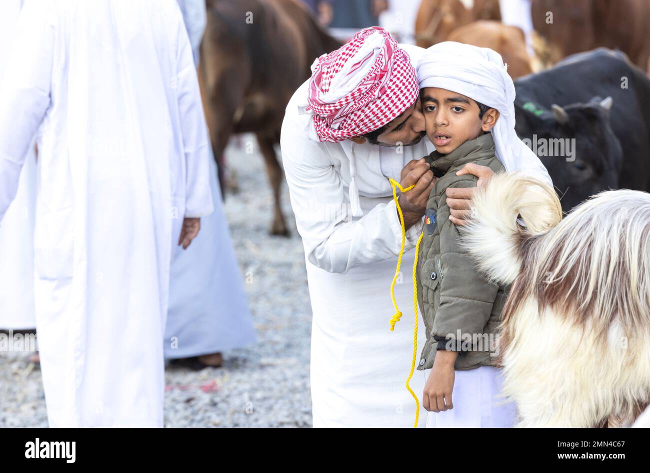 Nizwa, Oman, 2nd December 2022: Omani people in a traditional market ...