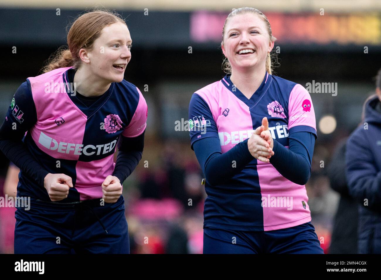 Ceylon Hickman and Erin Corrigan of Dulwich Hamlet FC Women following a ...