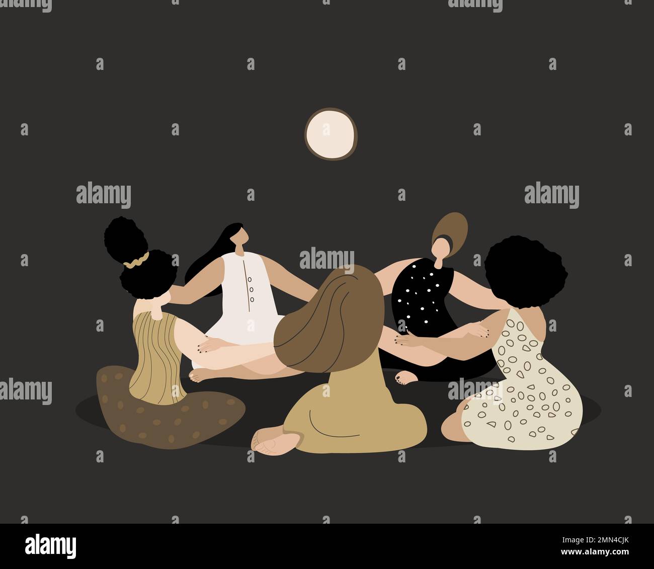 Mysterious Magic Female Circle.Women Round,Girls hold hand together ...