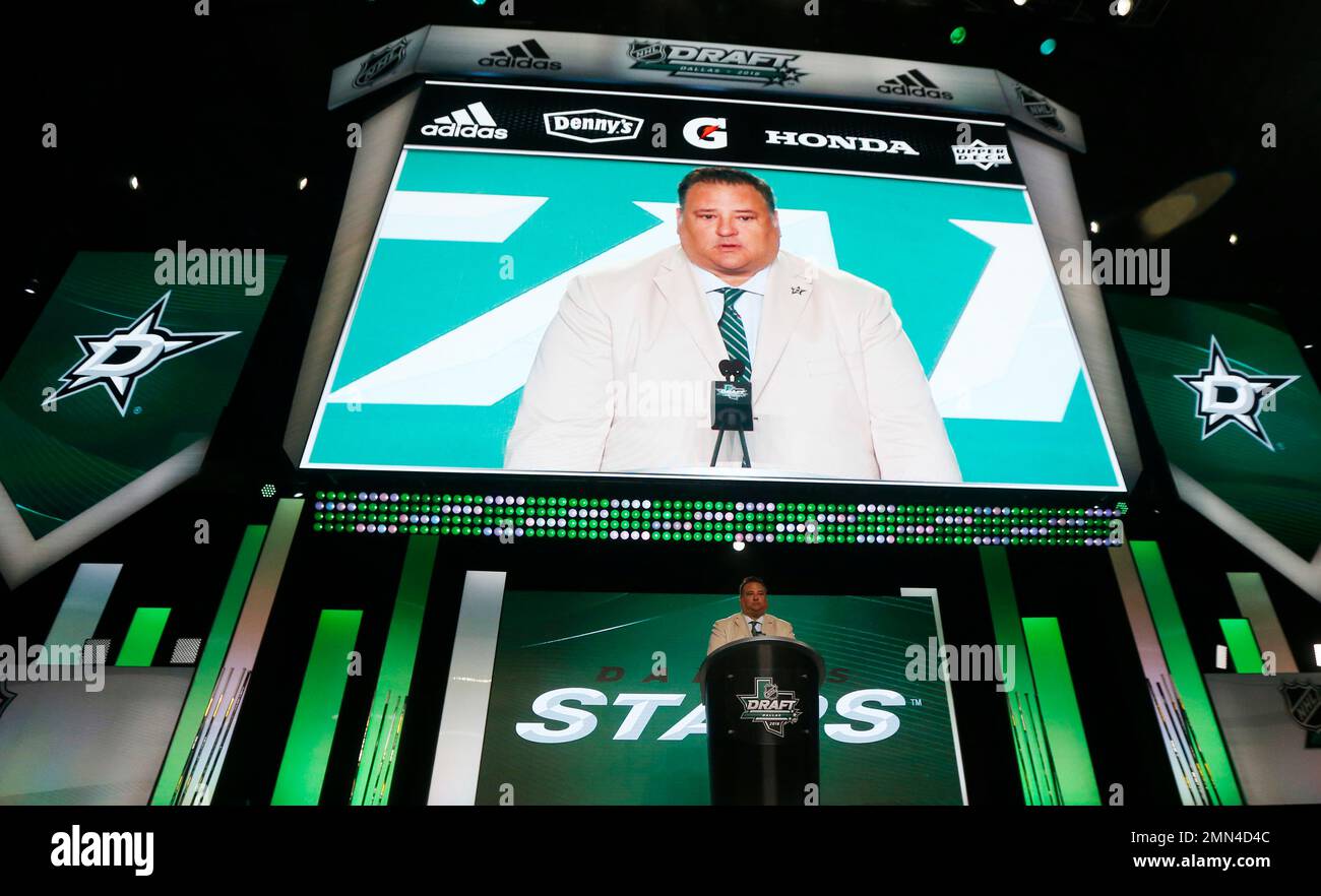 Dallas Stars owner Tom Gaglardi speaks during the NHL hockey draft in ...