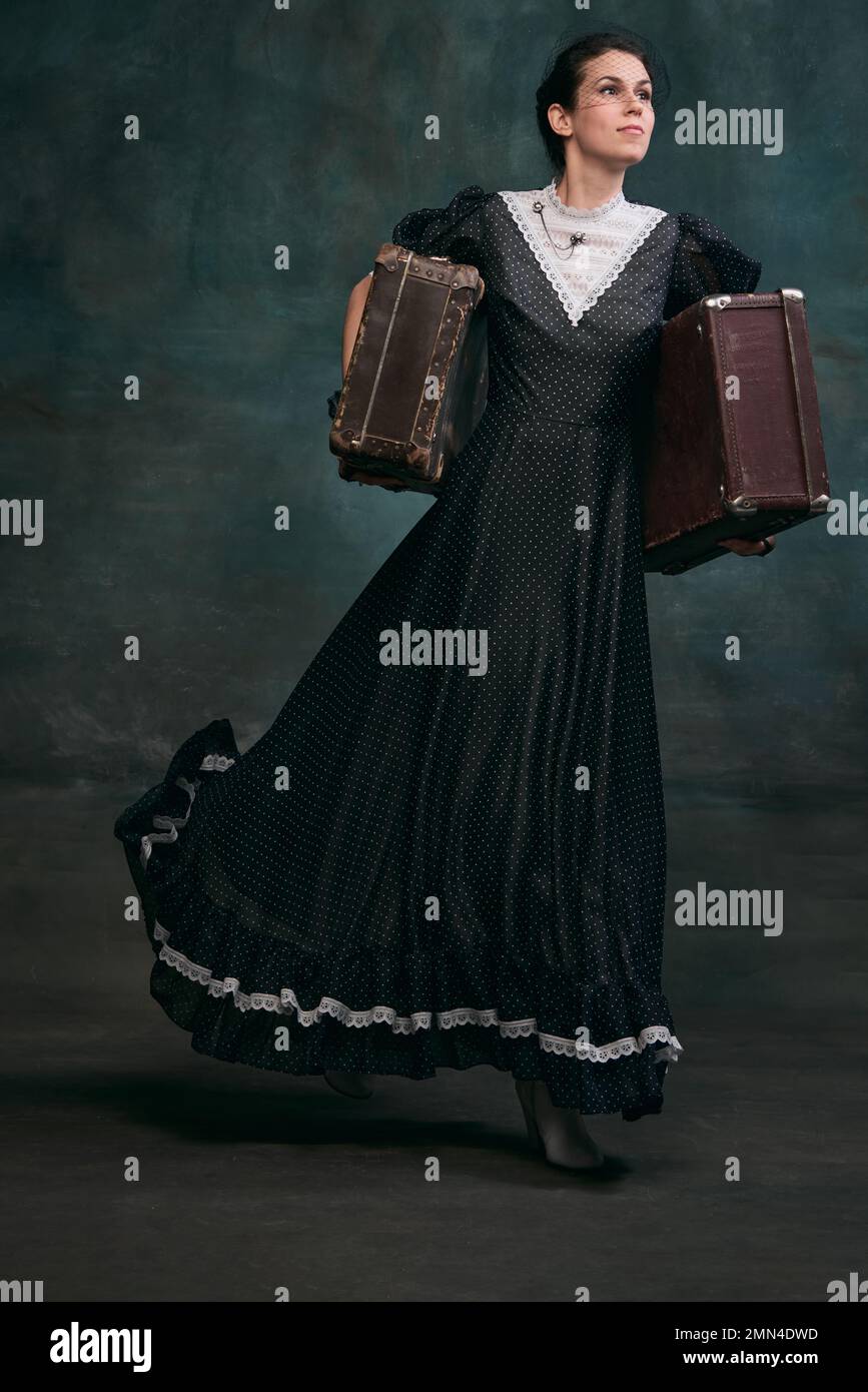 Running on train. Beautiful woman in image of Anna Karenina over ...