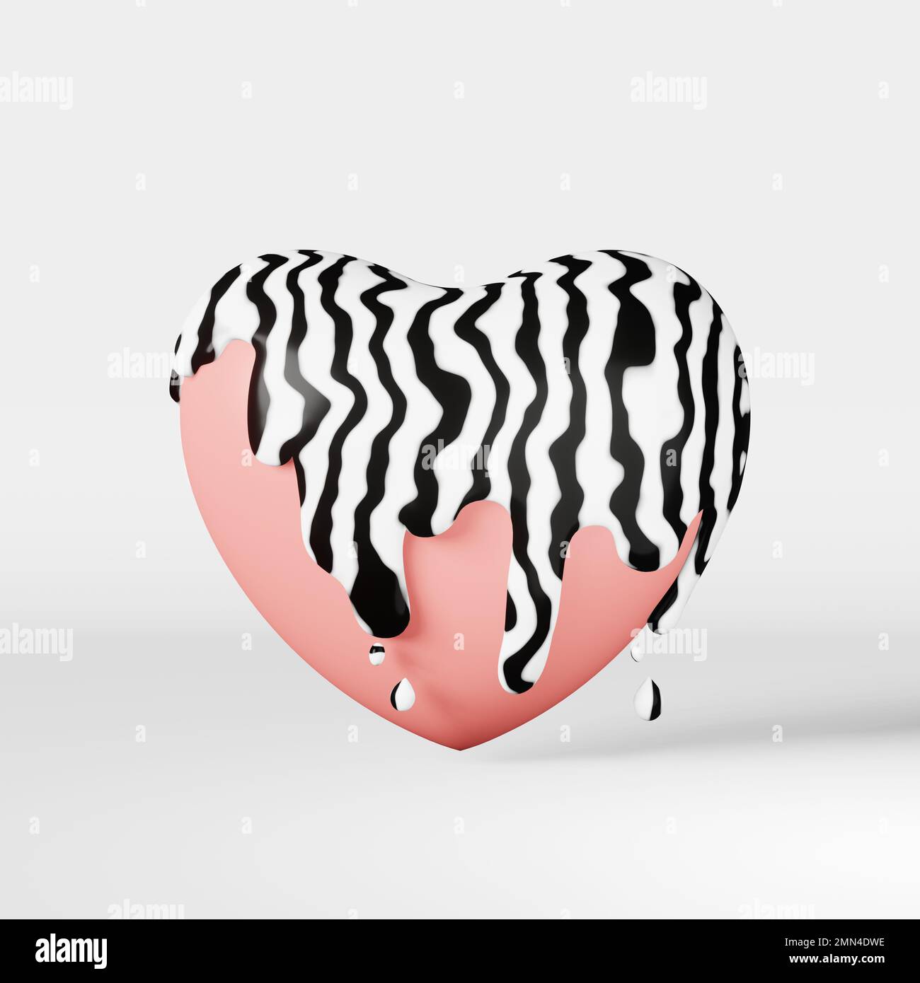 Pink heart Zebra paint splash striped glaze 3d rendering white ...