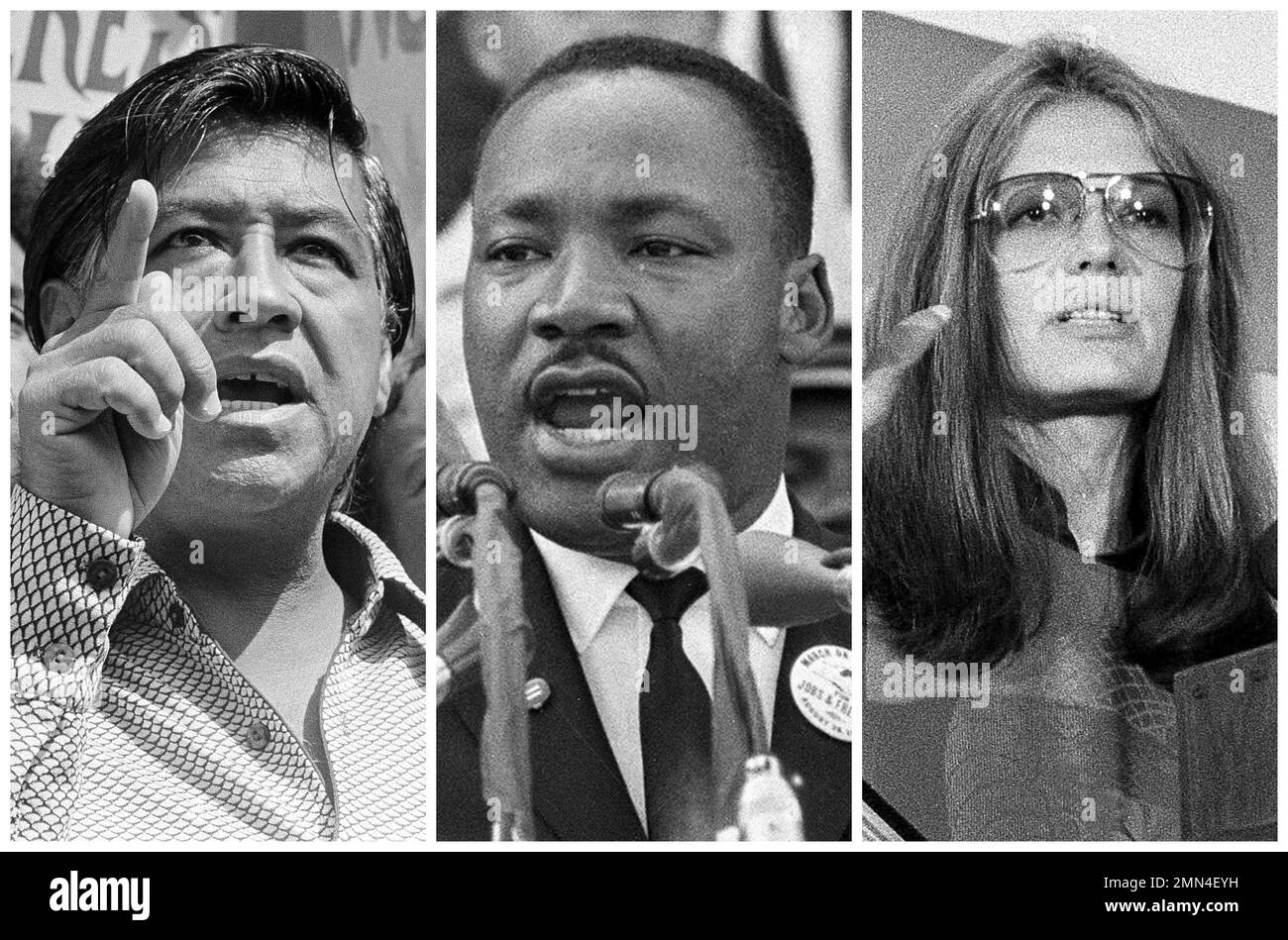 This combination of 1963-1979 photos shows, from left, Cesar Chavez ...