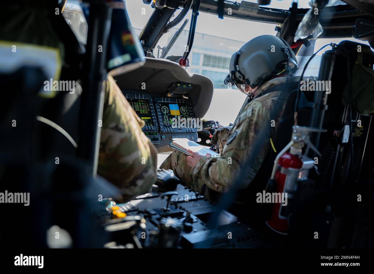 A UH-60 Black Hawk helicopter departs a Louisiana Army National Guard ...