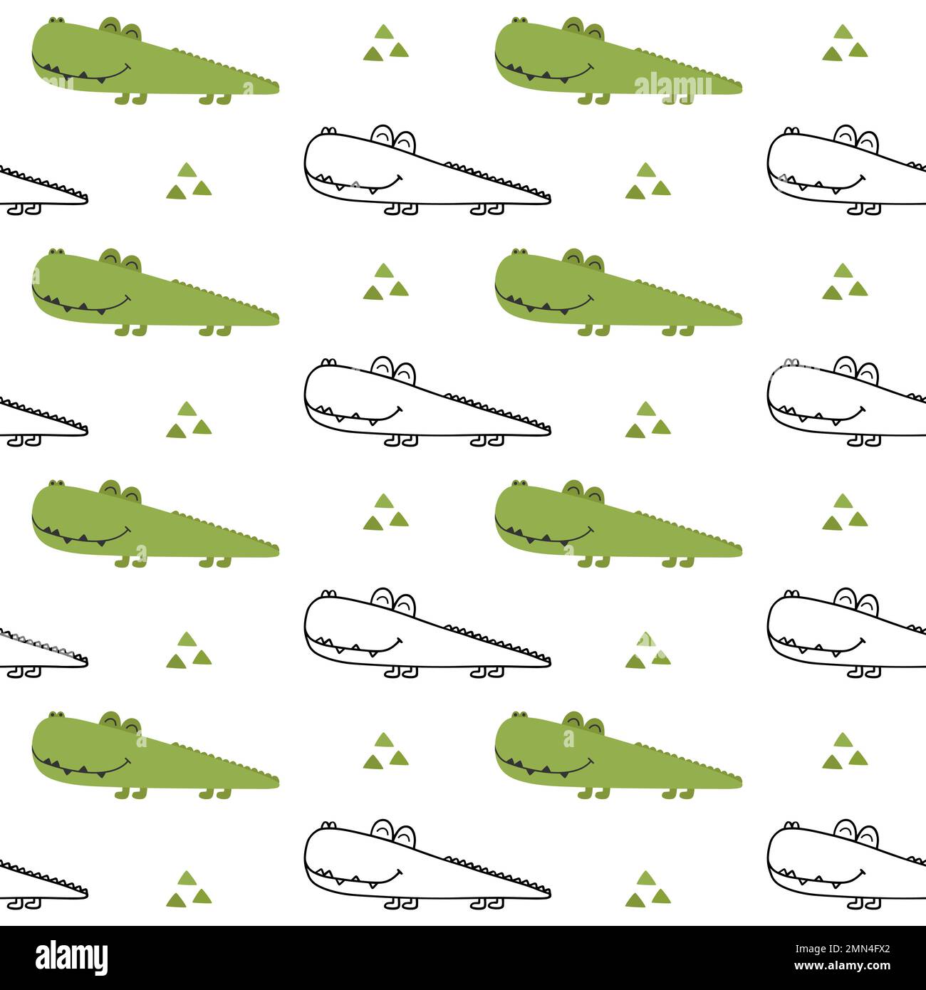 Hand drawing cute crocodile seamless pattern vector illustration for ...