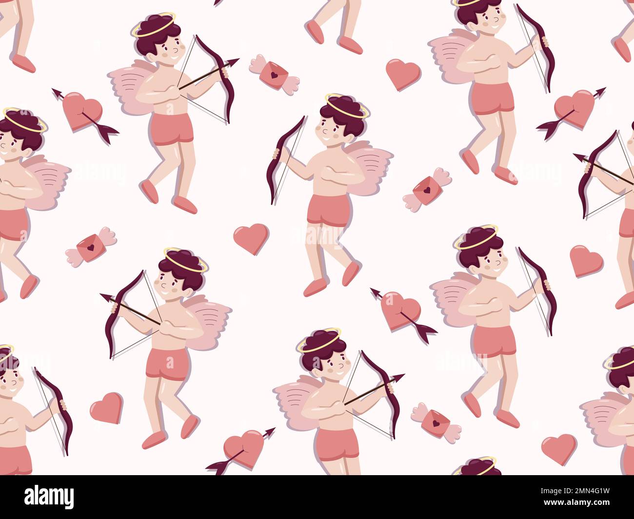 Valentine day concept seamless pattern with vector cute cartoon ...